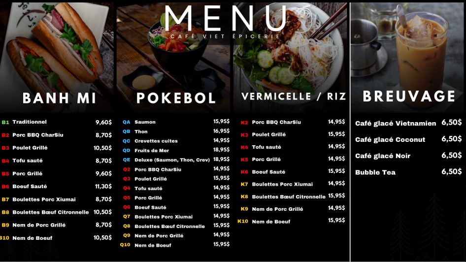 Menu – VIET_Café&Épicerie